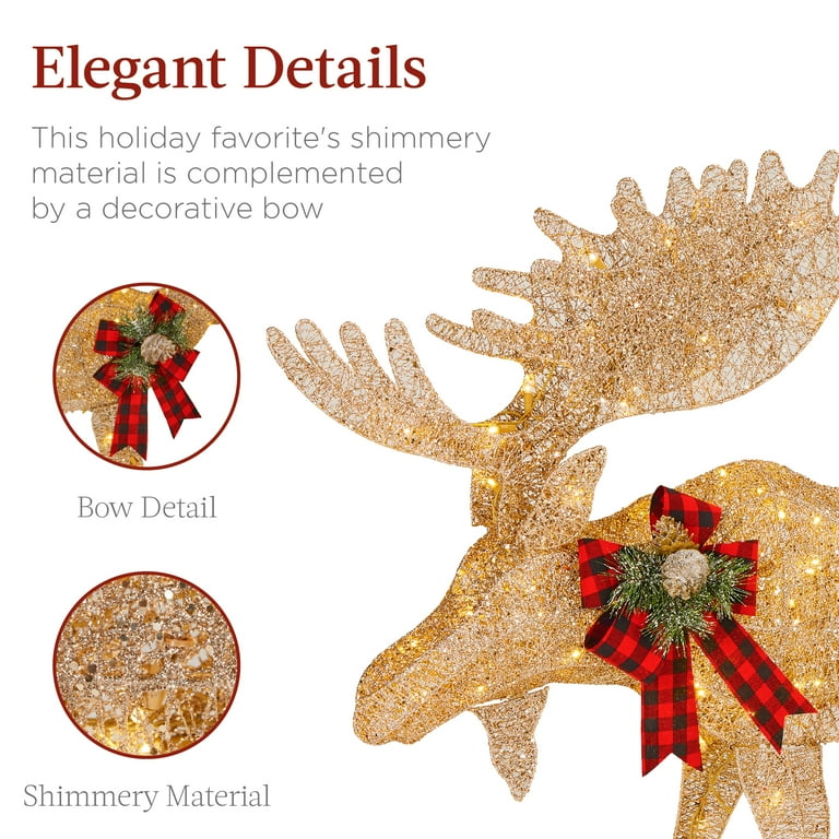 Lighted Glittering Moose Outdoor Christmas Decoration | Shelly Lighting