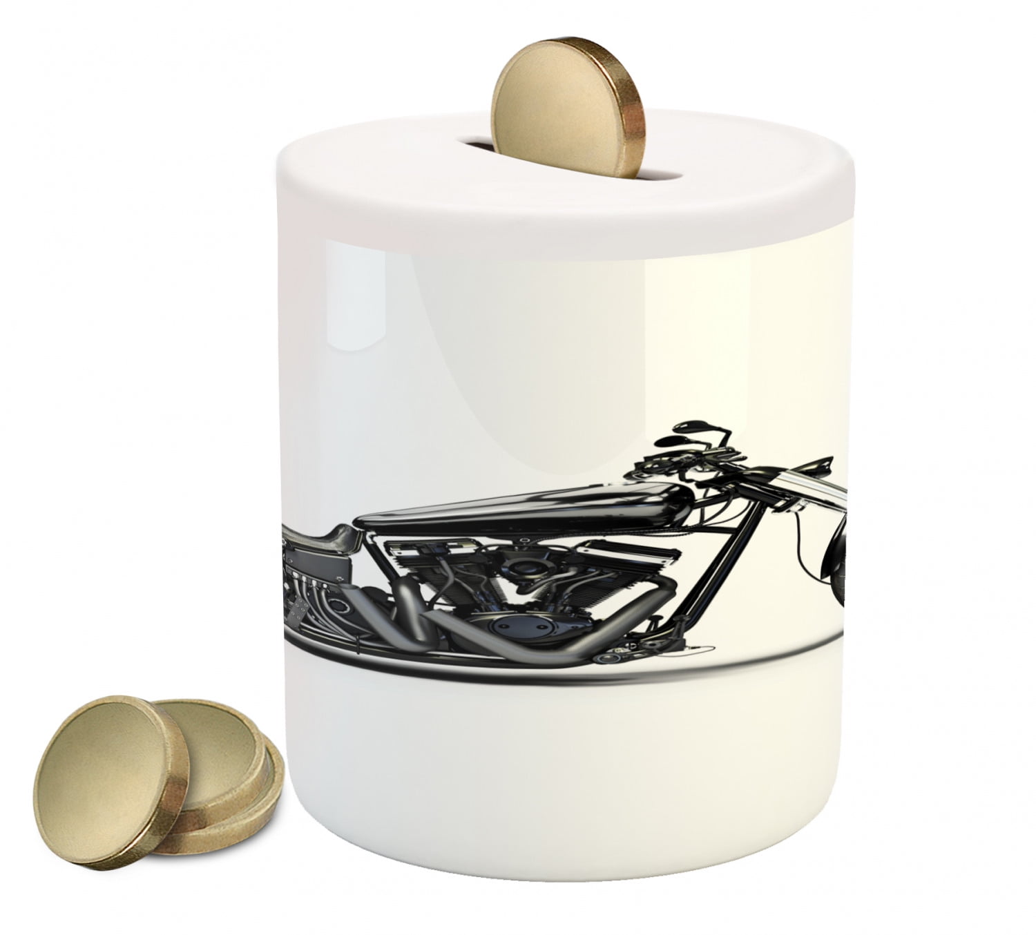 Manly Piggy Bank, Custom Motorcycle Horsepower Adventurous Journey ...