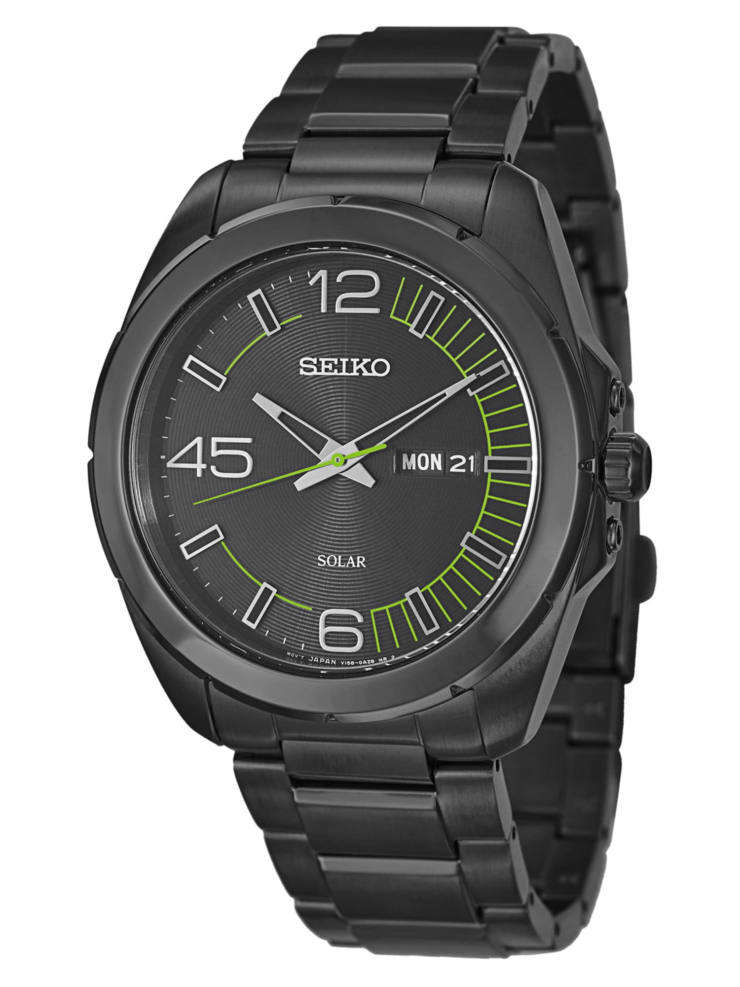 Seiko - Seiko Men's Solar Black Dial Black IP Stainless Steel Watch ...