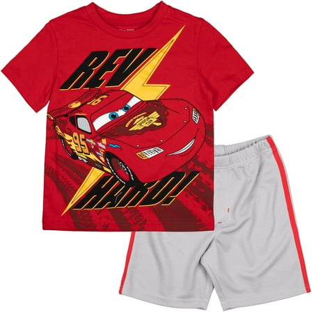 Disney Pixar Cars Lightning McQueen Toddler Boys T-Shirt Mesh Shorts ...