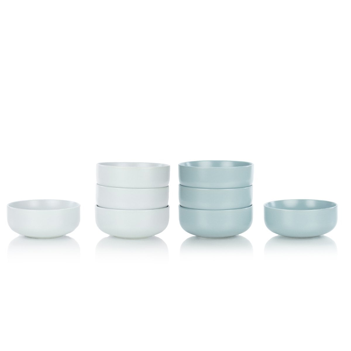 Everything Kitchens Modern Flat 8-Piece Bowl Set | Stone Gray & Dusty ...