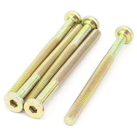 M6 x 75mm Male Threaded Head Hexagon Socket Cap Screw Bolt Bronze Tone ...