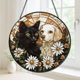 Animal Friendship Suncatcher, Black Cat Dog Window Hanging with Daisy ...