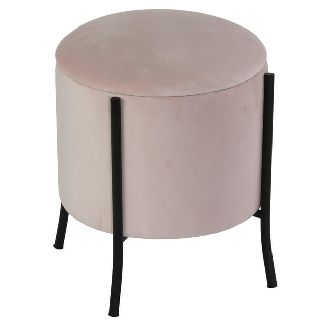 Cortesi Home Seattle Storage Ottoman Blush Pink Velvet