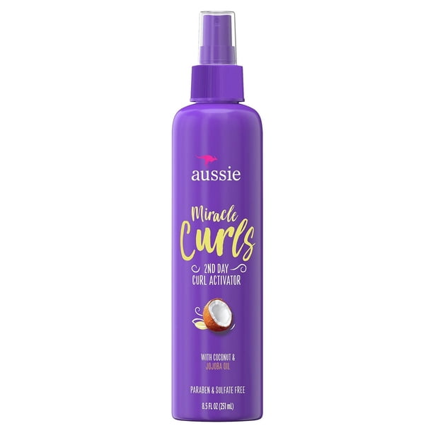 Aussie Miracle Curls 2Nd Day Curl Activator Coconut & Jojoba Oil, 8.5 ...