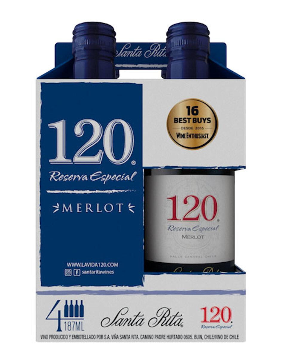 Pack de 2 Vino Tinto Santa Rita Merlot 4 Bot c/u de 187 ml | Bodega ...
