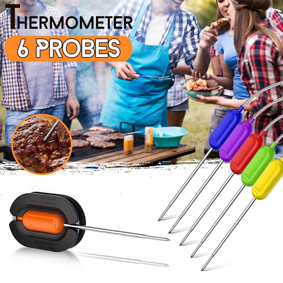 6pcs Digital Kitchen Cooking Probe Thermometer Meat Food Stab ...