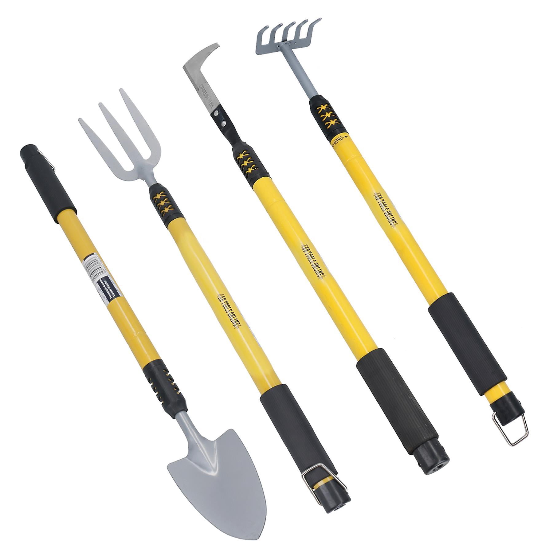 Garden Tool Kit Spade Shovel Fork Rake Weeder Telescopic Extendable ...