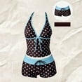 Bikini Set Womens Contrast Binding Halter Tankini Polka Dot Two Piece ...