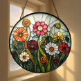 Blooming Whimsical Botanical Flowers Stained Glass Suncatcher Window ...