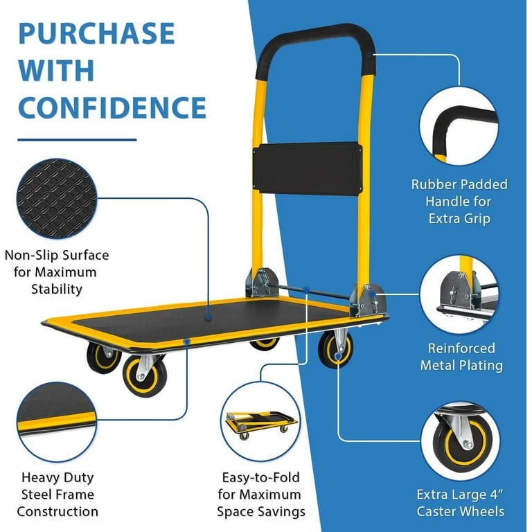 Stair Climbing Cart 330lb Foldable Hand Truck - Heavy Duty Moving Dolly ...
