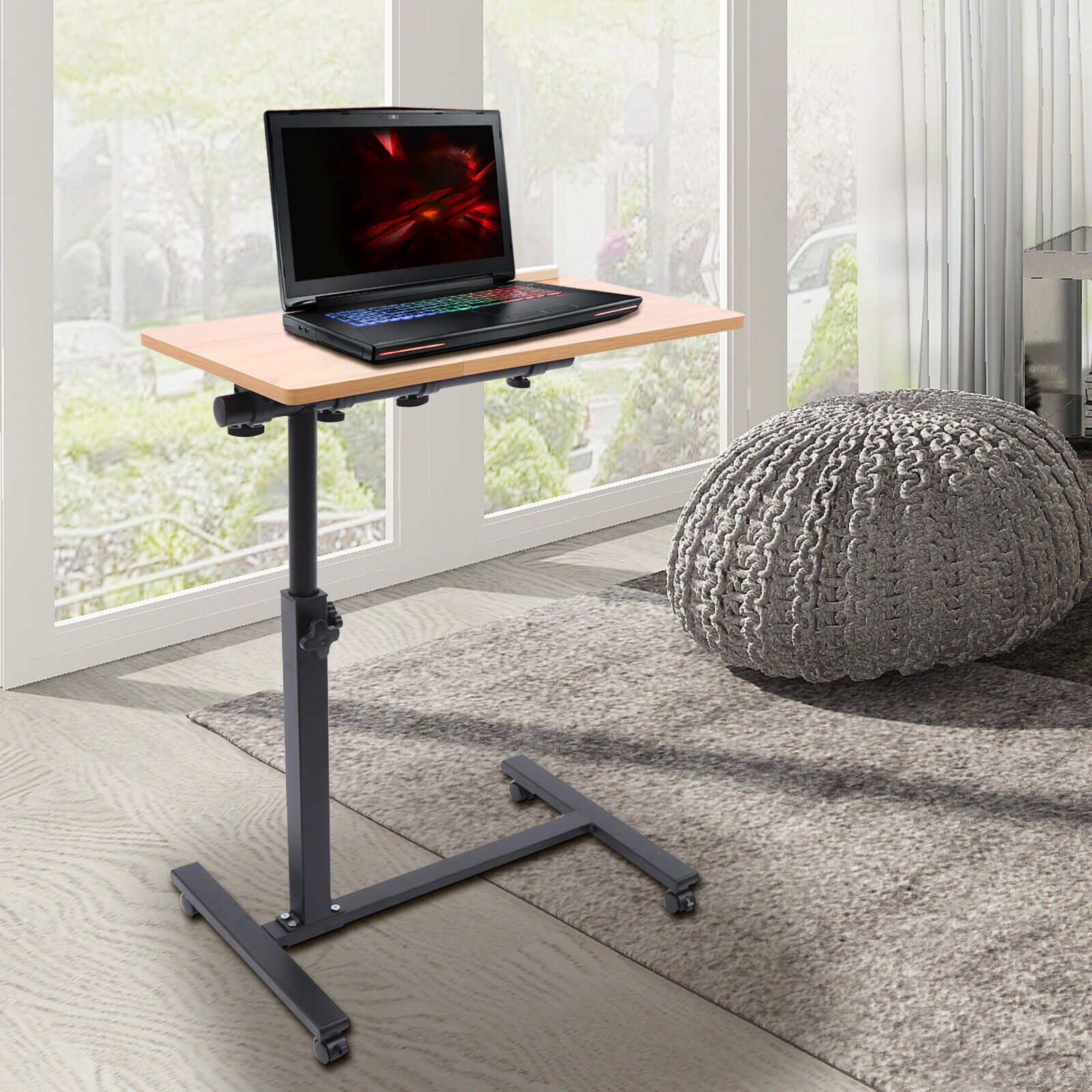 Rolling Mobile Computer Stand Laptop Desk Adjustable Office Table with ...