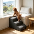 2-Step Non-Slip Foam Pet Ramp Stairs, Soft Covered Dog Cat Couch Bed ...