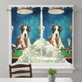 Abstract Animal Sheer Curtains Swag Valances for Windows Dog Playing ...