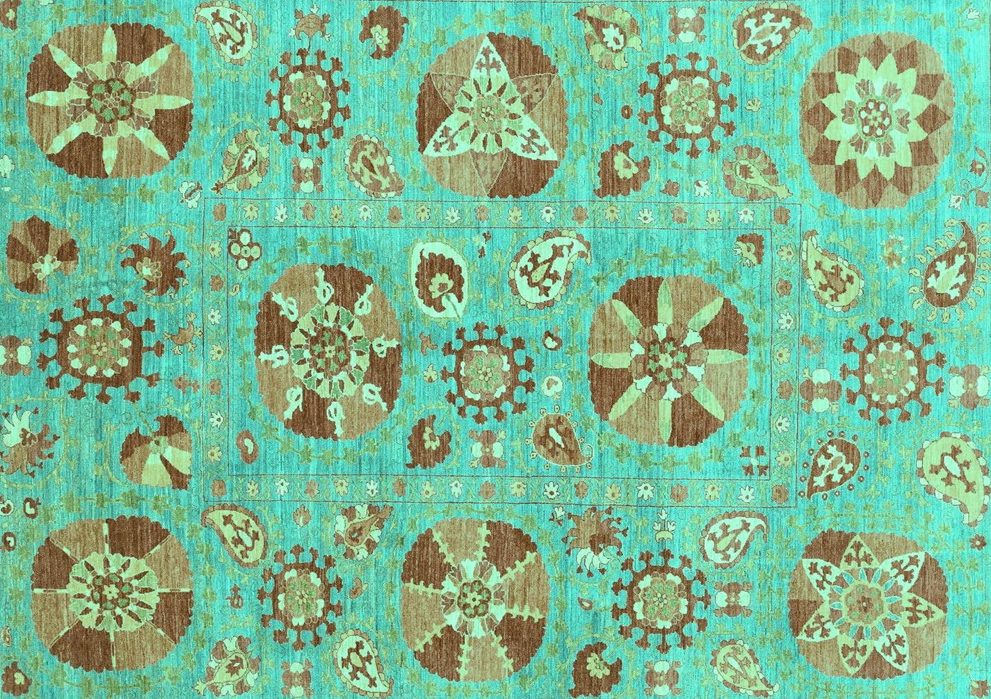 Ahgly Company Indoor Rectangle Abstract Turquoise Blue Modern Area Rugs ...
