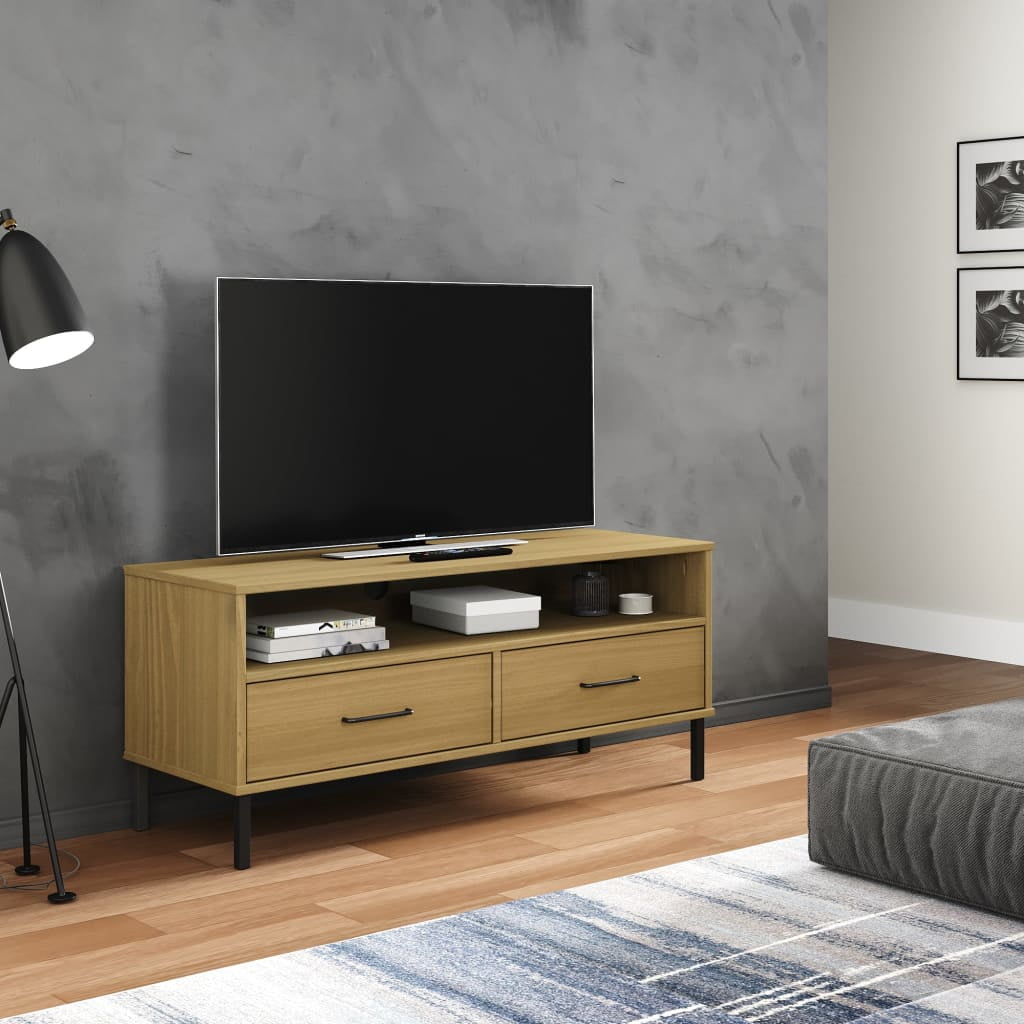 Click here for Vidaxl Tv Cabinet With Metal Legs Brown Solid Wood... prices