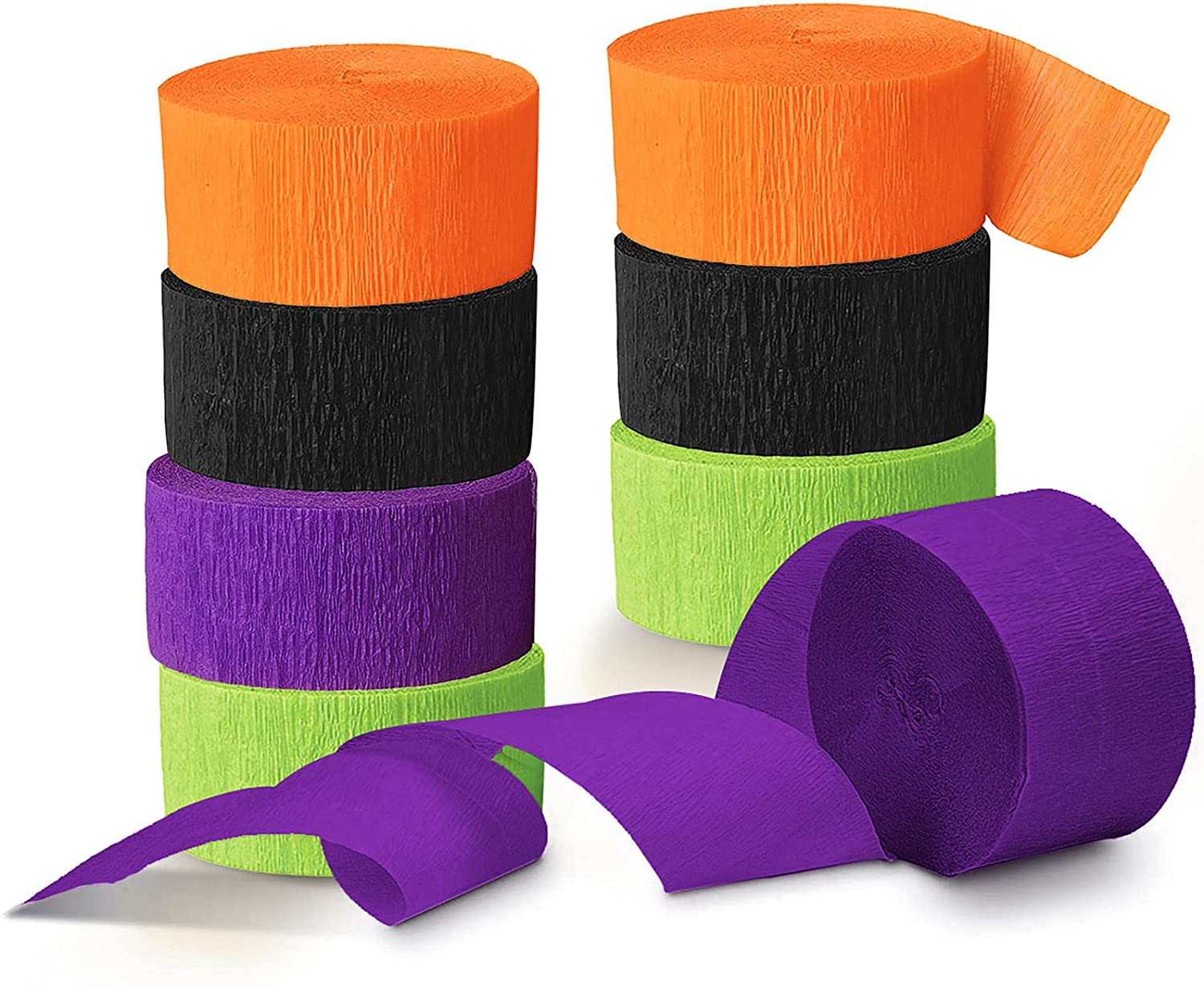 Halloween Party Supplies - 8 Rolls of Black Orange Crepe Paper Flutter ...