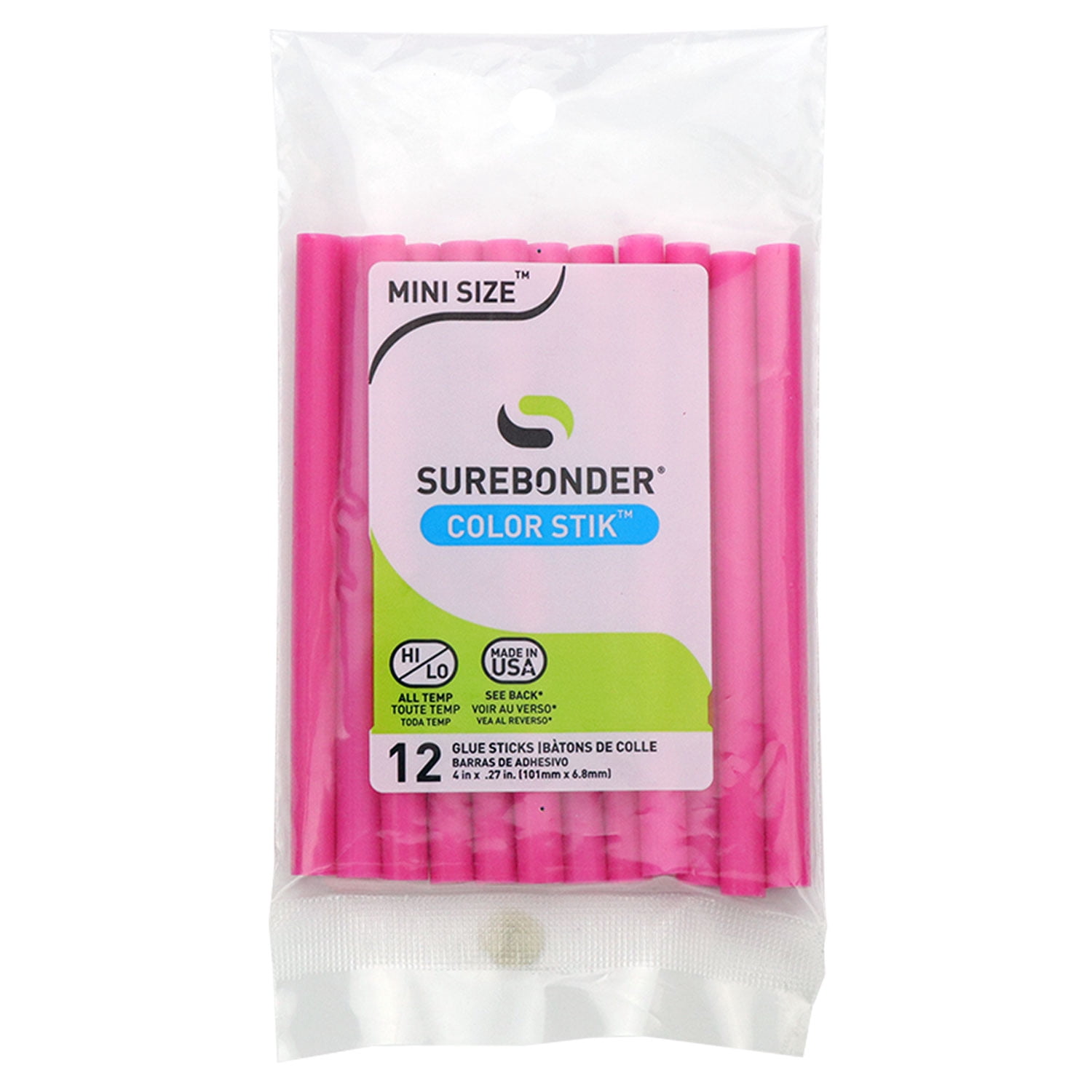 Bright Pink Hot Glue Sticks Mini Size - 4" - 12 Pack - Walmart.com