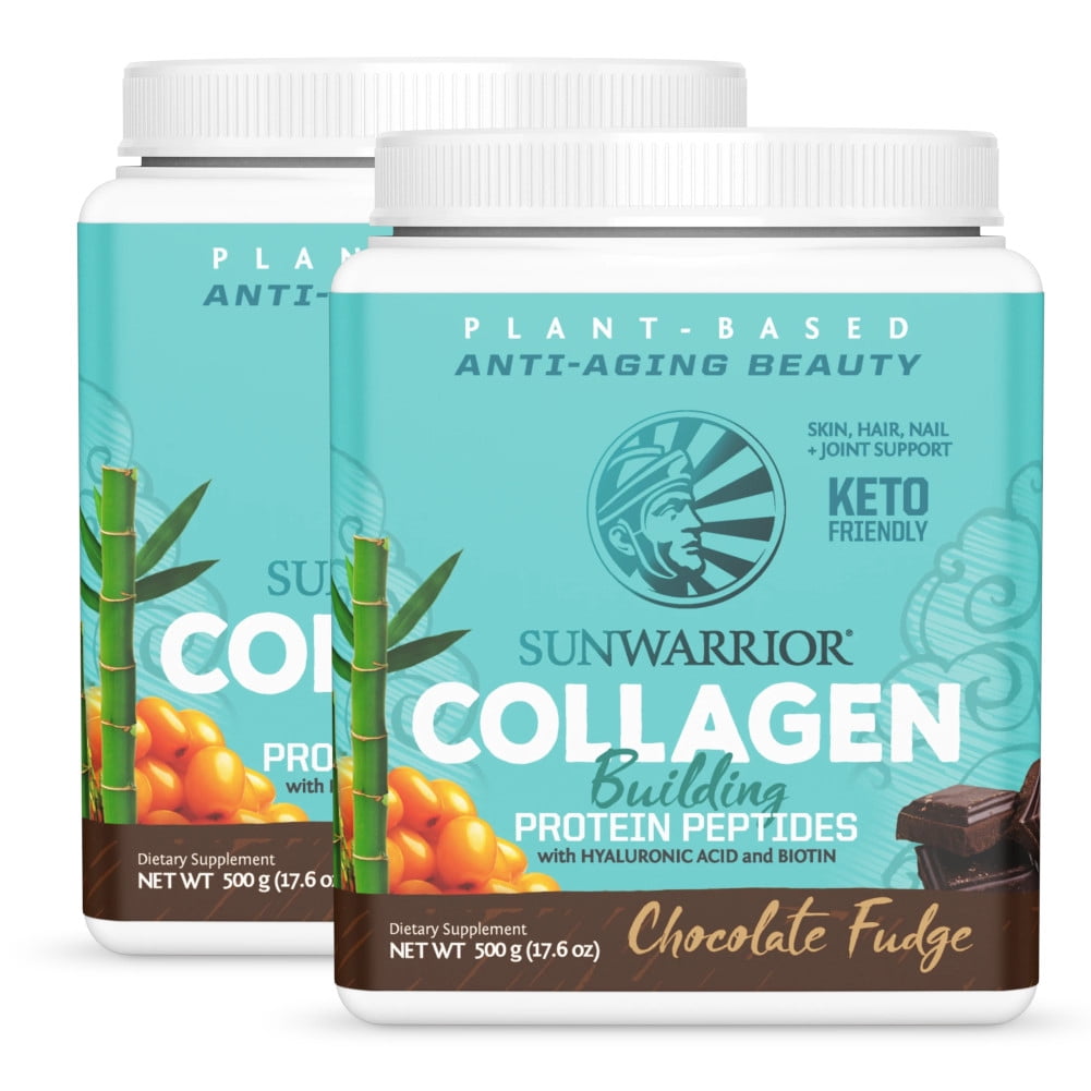Sunwarrior - Vegan Collagen Building Protein Peptides with Hyaluronic Acid & Biotin - Chocolate ...