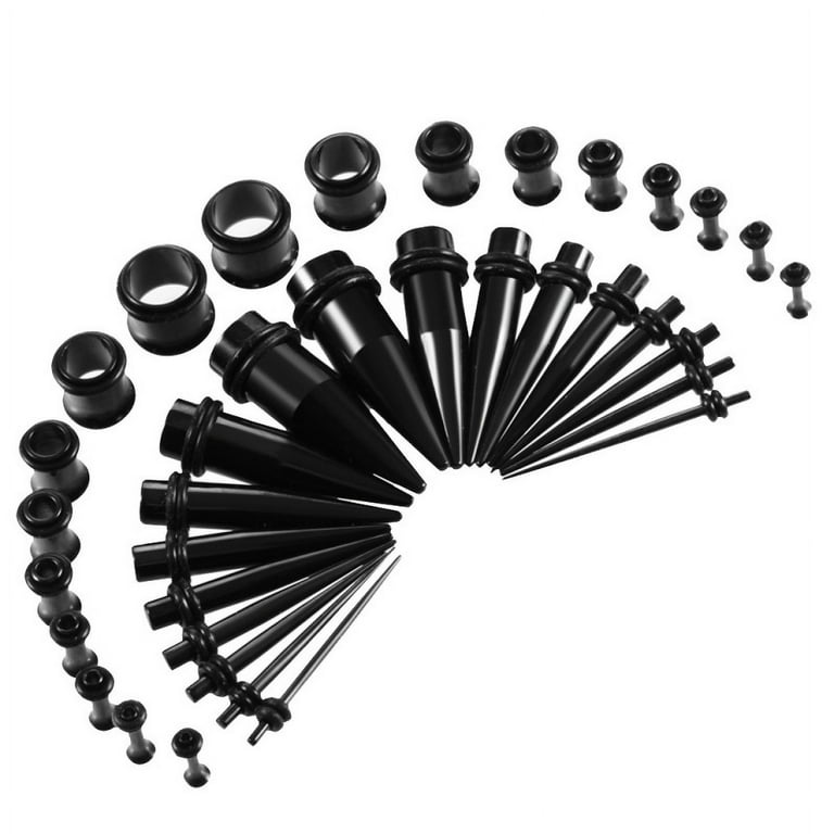 65mm Length Taper Black Acrylic Straight Taper Ear Stretcher - Multiple ...