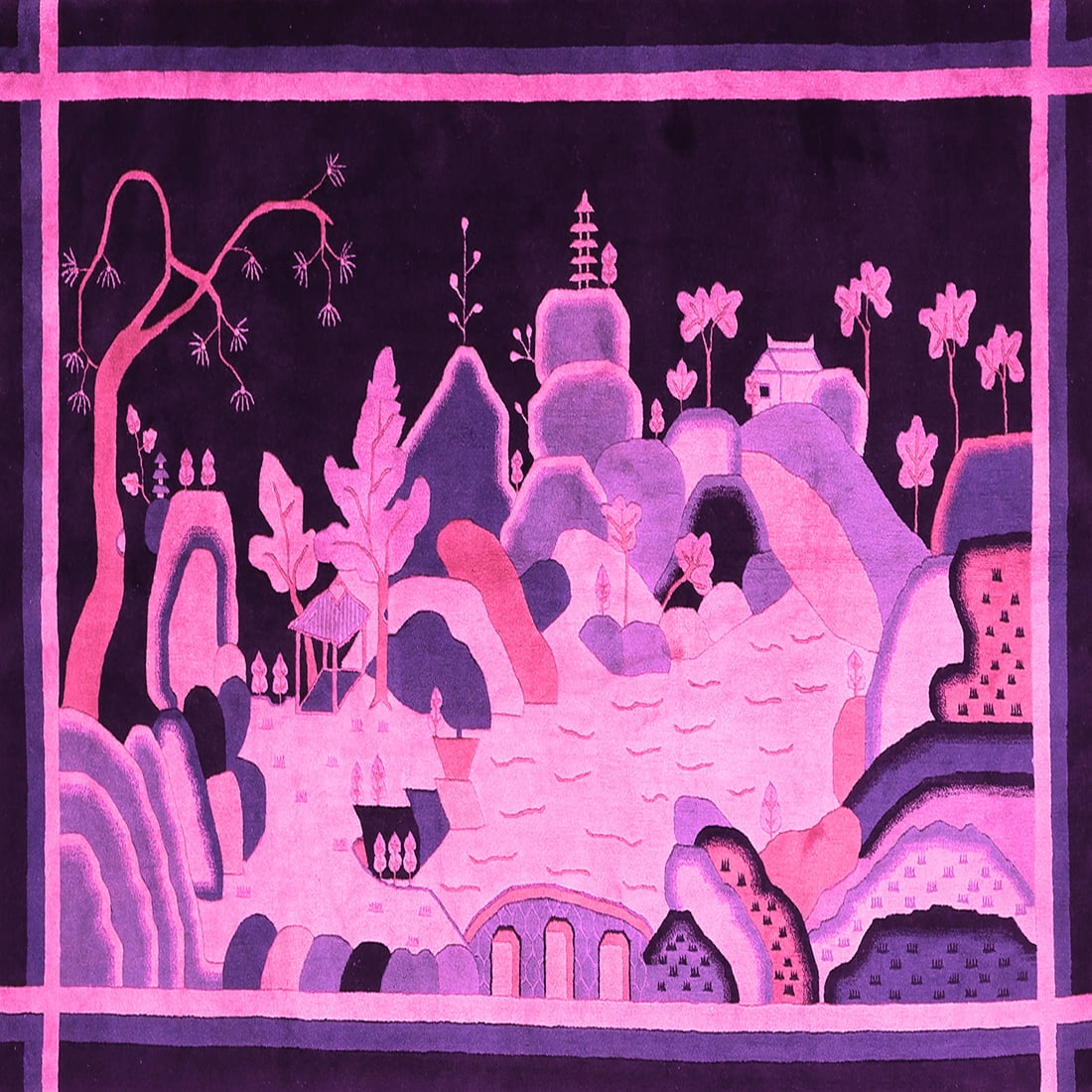 Ahgly Company Indoor Square Oriental Pink Asian Inspired Area Rugs, 4 ...