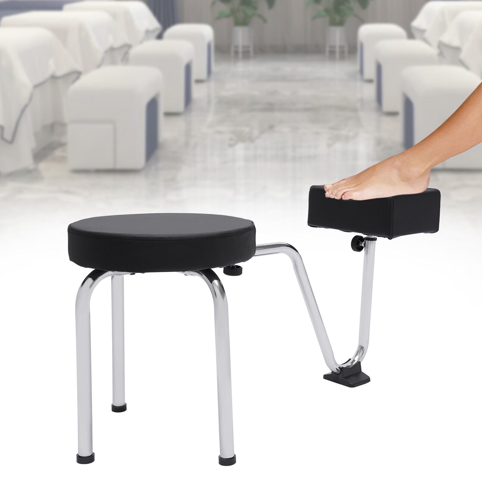 SHZICMY Nail Salon Pedicure Stool Chair with Adjustable Leg Rest PVC ...