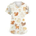 AHMOMEI S-5XL Plus Size Women Scrubs Top Stretchy Cartoon Animal Print ...