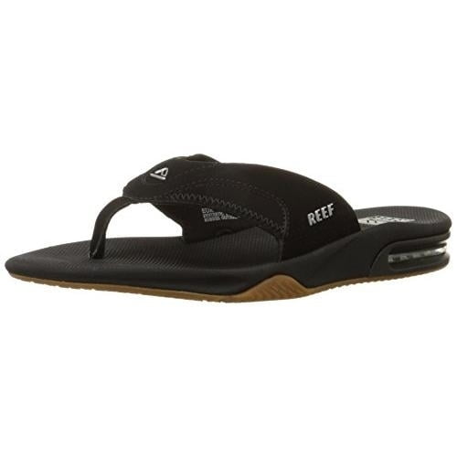 Reef Mens Sandal Fanning Bottle Opener Flip Flops Blacksilver 9