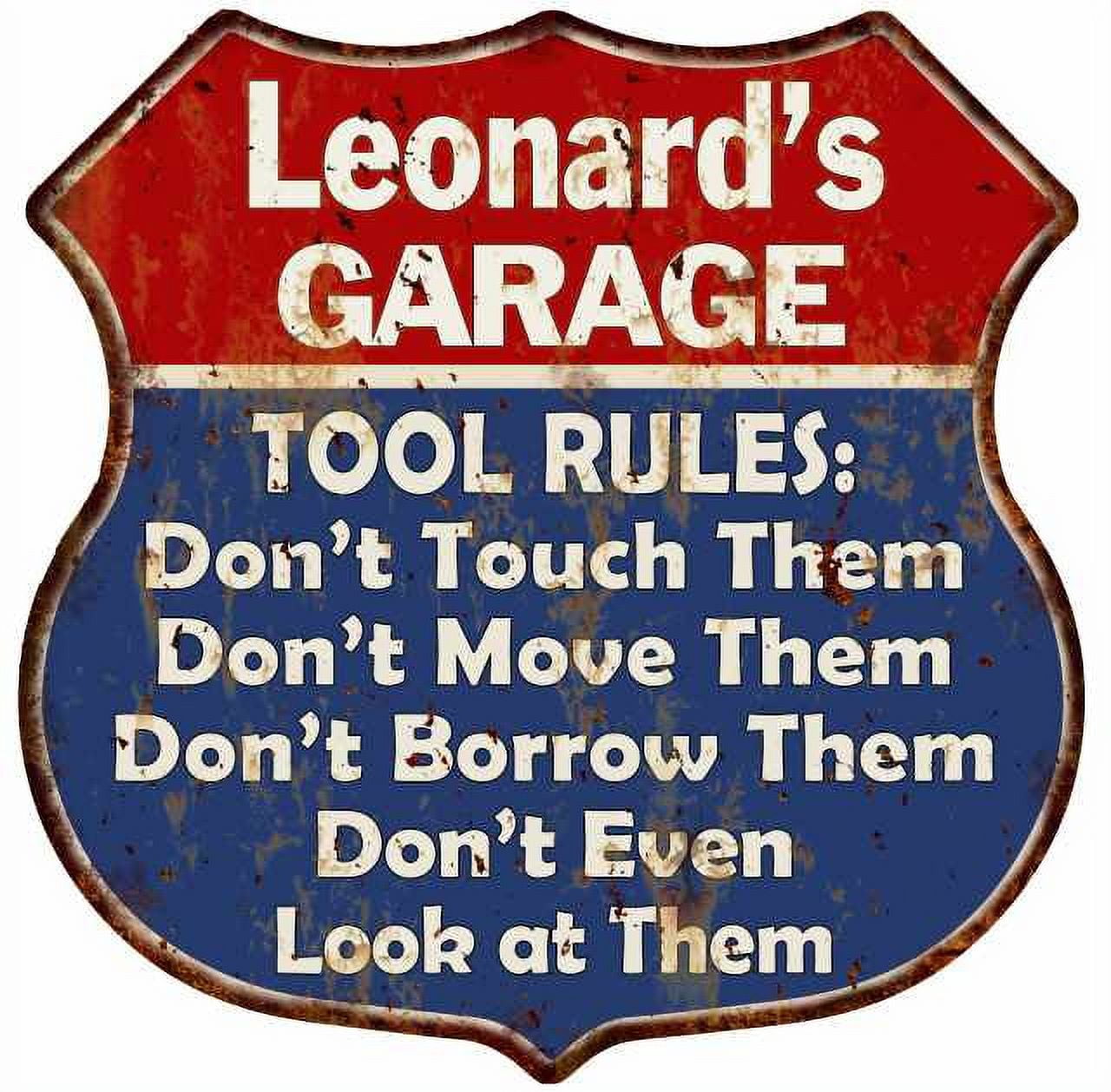 Leonard's Garage Man Cave Rules Sign Shield Metal Gift 211110001417 ...