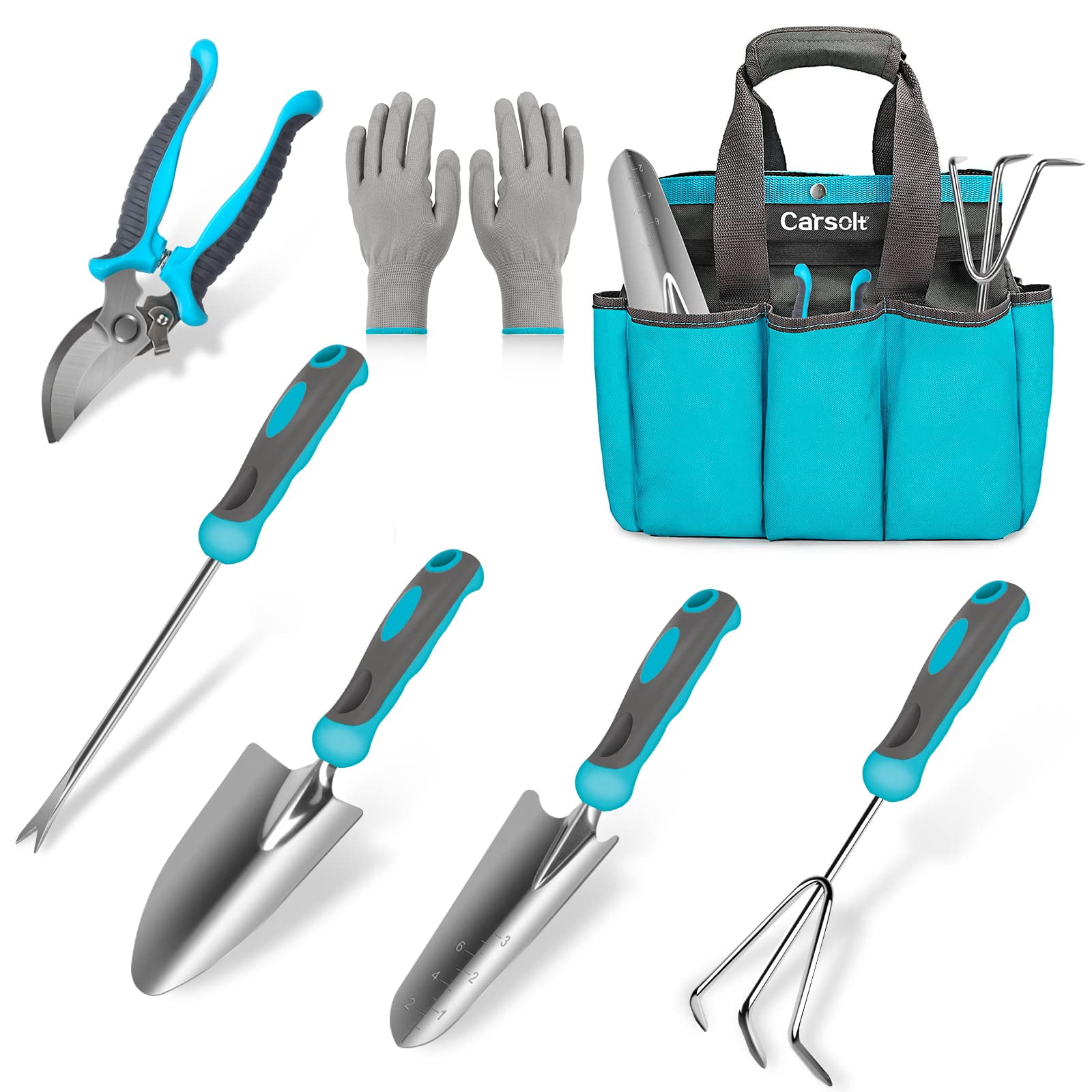 Gardening Tools, 7 Piece Heavy Duty Stainless Steel Garden Tools Set ...
