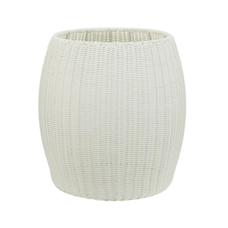 Household Essentials Handwoven Resin Barrel Side Table White