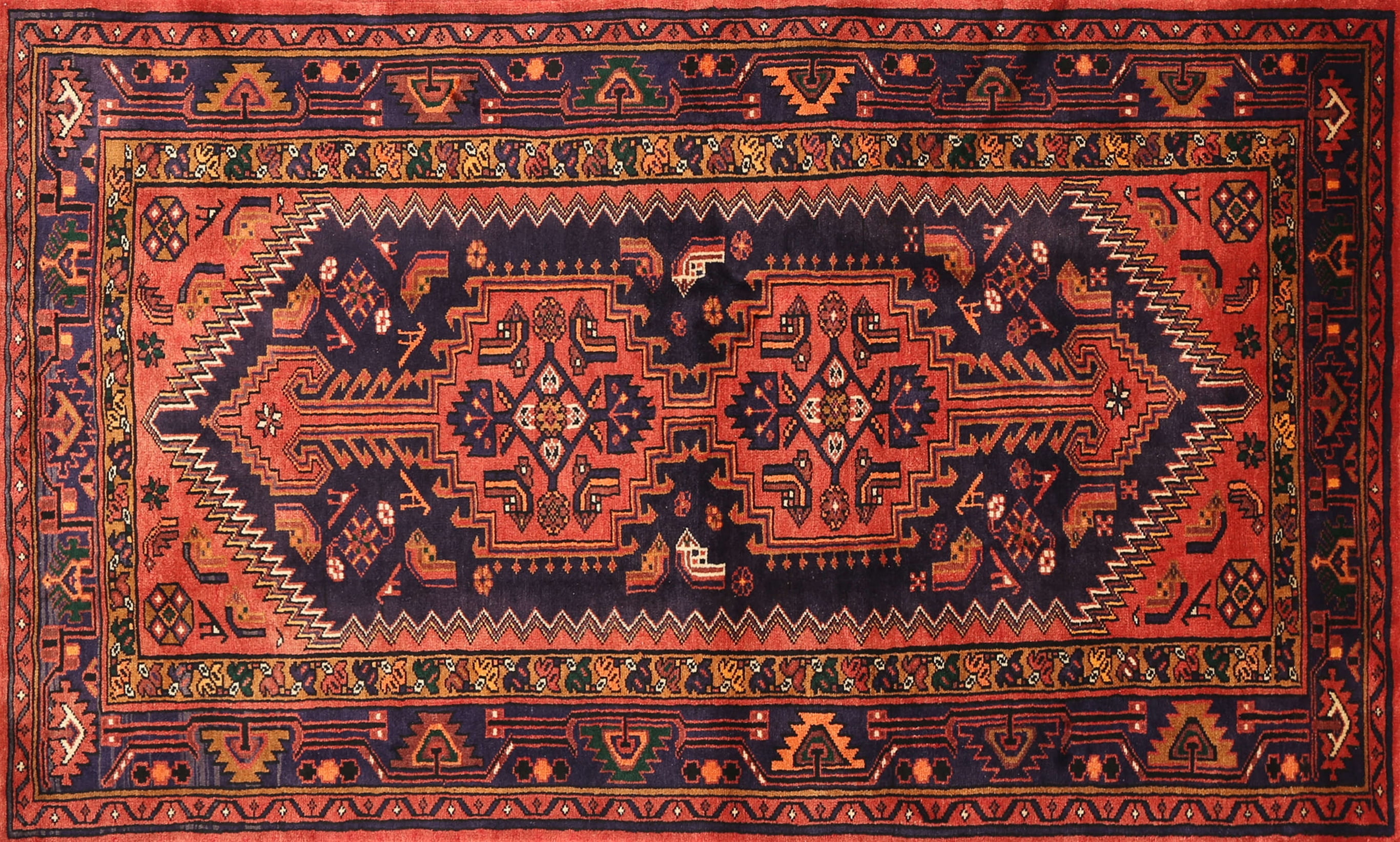 Ahgly Company Indoor Rectangle Traditional Saffron Red Persian Area ...