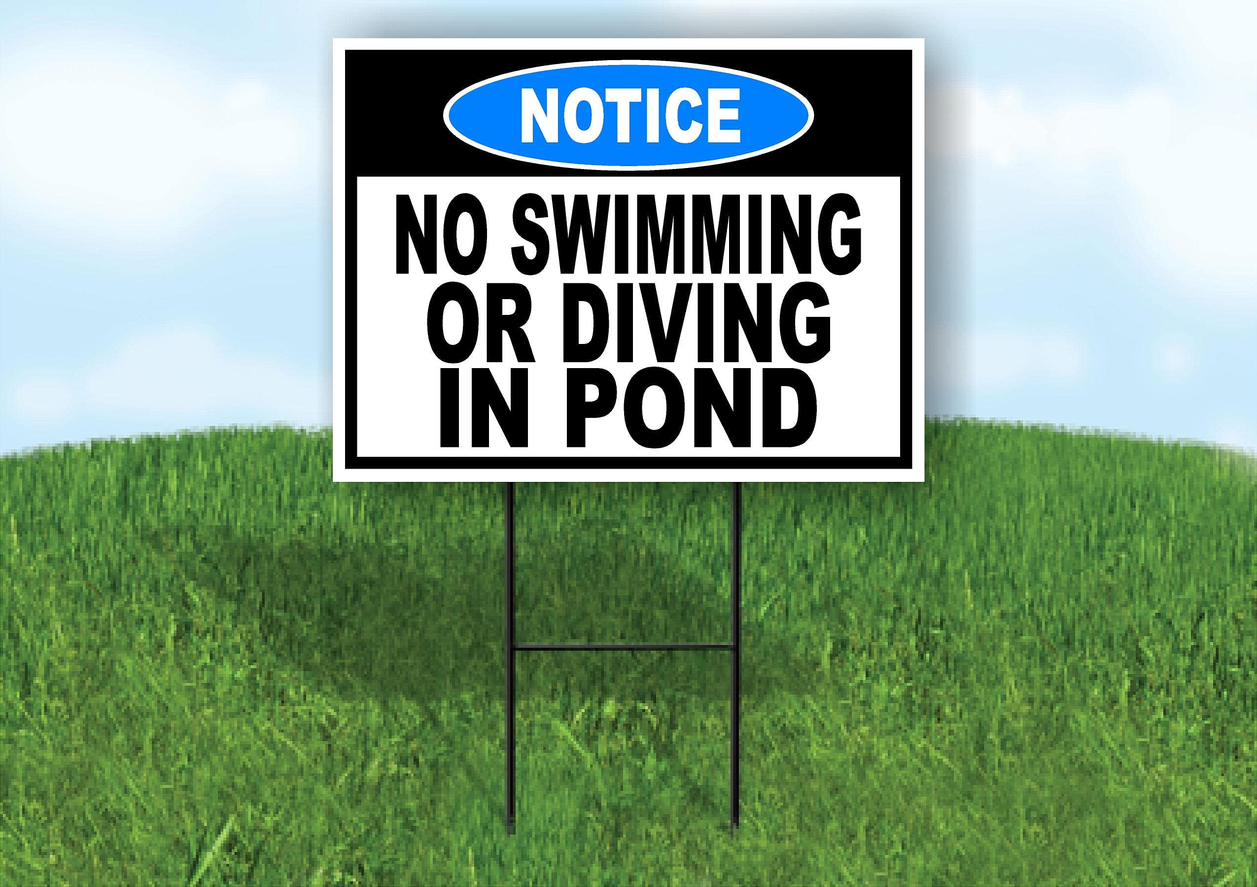 Work House Signs Double Sided Sign NO Swimming OR Diving in Pond Blue ...