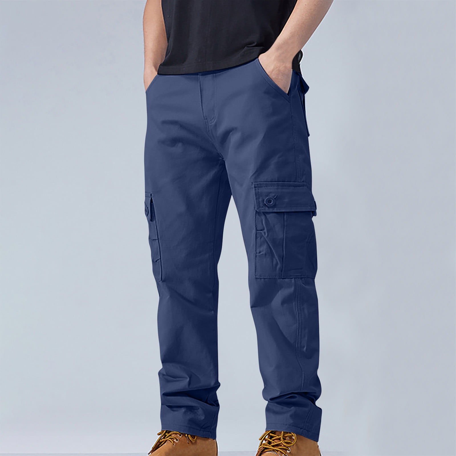 Click here for Unbranded Mens Cotton Cargo Work Pants - Slim Stra... prices
