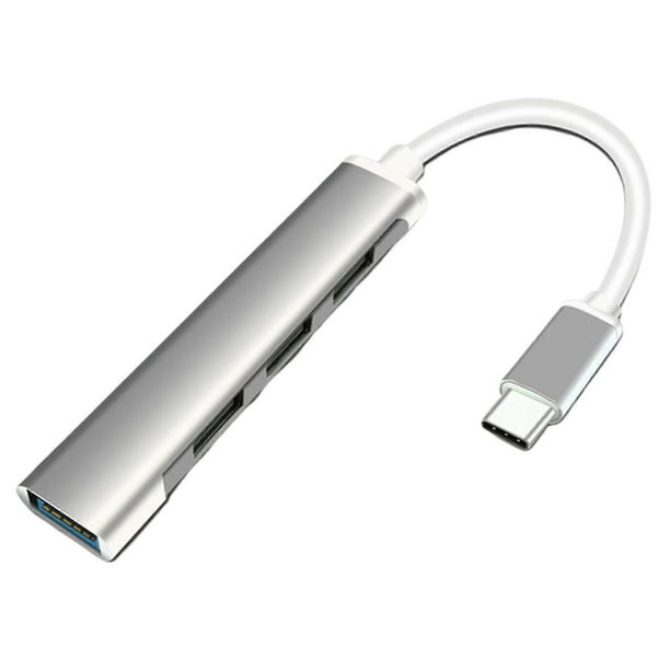 Hub USB C 4 puertos de datos USB-A Cuerpo de aluminio 4 en 1 Adaptador multipuerto USB C a ...