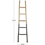 DecMode 18" x 73" Brown Wood Handmade Two-Toned Slanted Ladder with ...