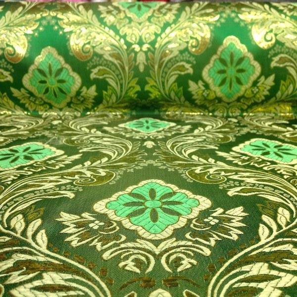 Metallic Floral Brocade Fabric 60 By Yard In Red Gold White Purple