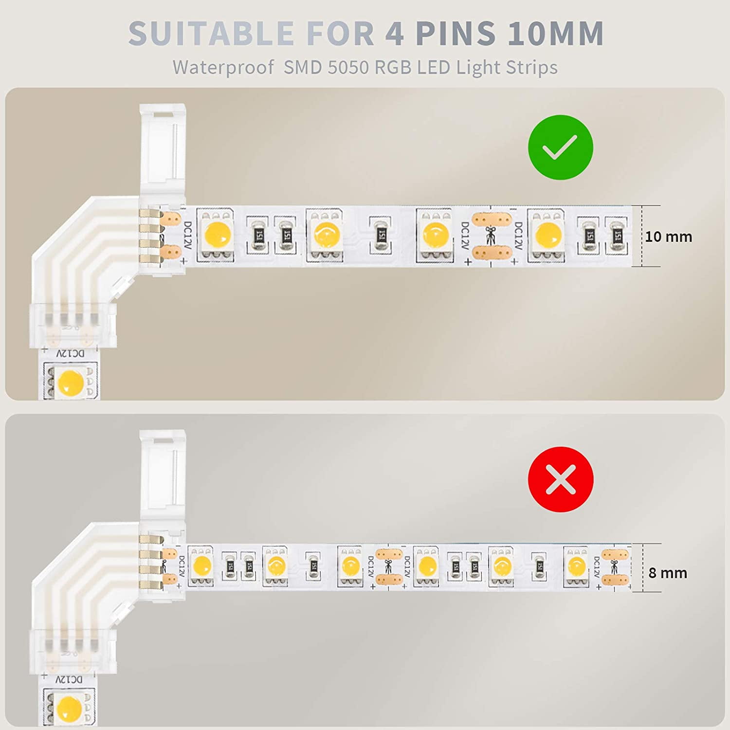 Buy VIVEFOX 10 Pcs L Shape 4-pin Connectors, LED Light Strip Connector ...