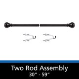 Mainstays 1" Diameter Decorative Curtain Rod with Ball Finial, Black ...