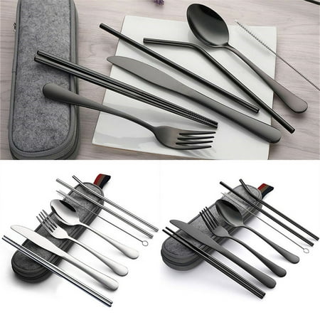 Portable Utensils, 8-Piece Travel Camping Cutlery Set, including Knife ...