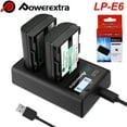 2 Packs LP-E6 Battery for Canon EOS 80D 6D 7D 70D 60D 5DS R Mark II III ...