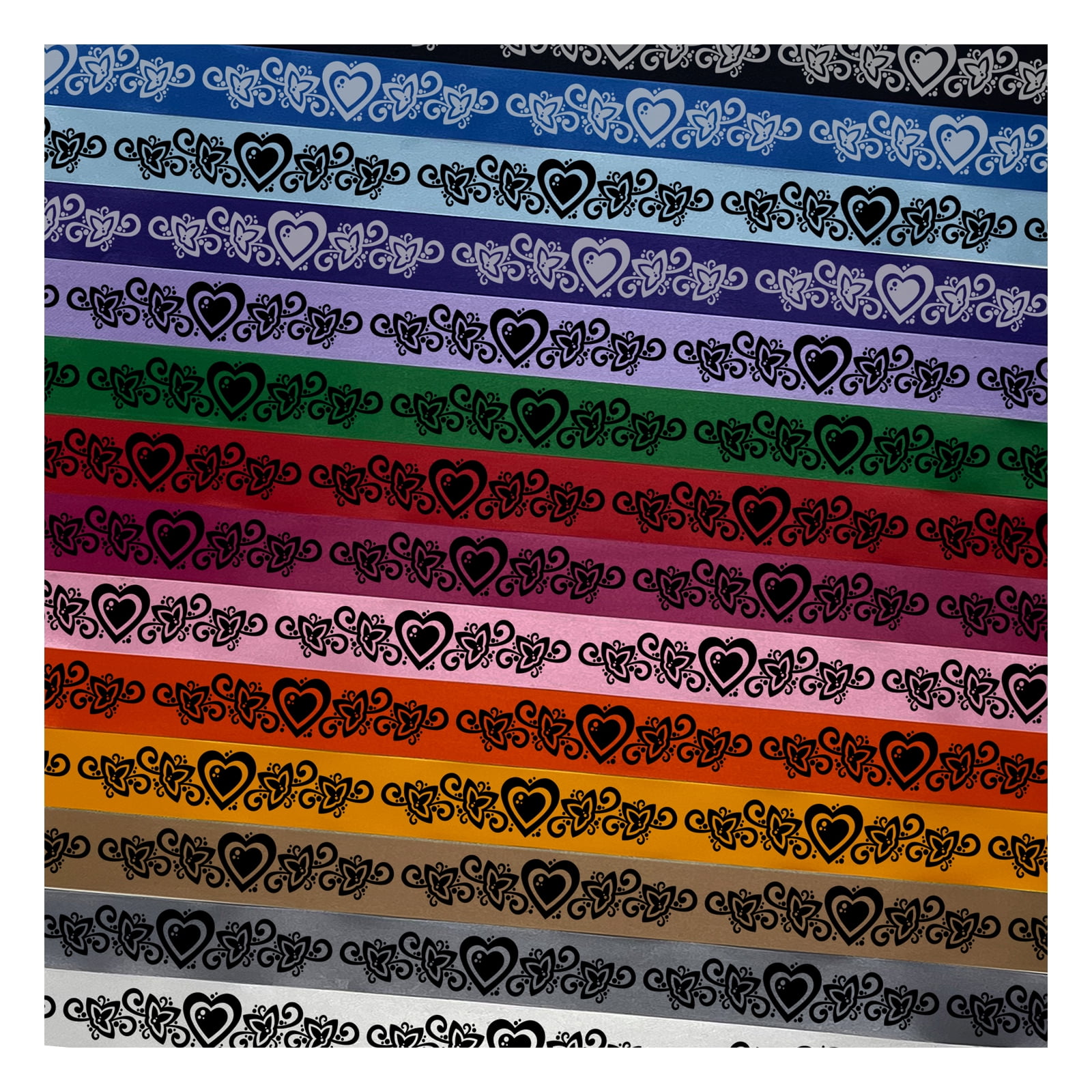 Heart Love Floral Border Satin Ribbon for Gift Wrapping Bows Craft DIY ...