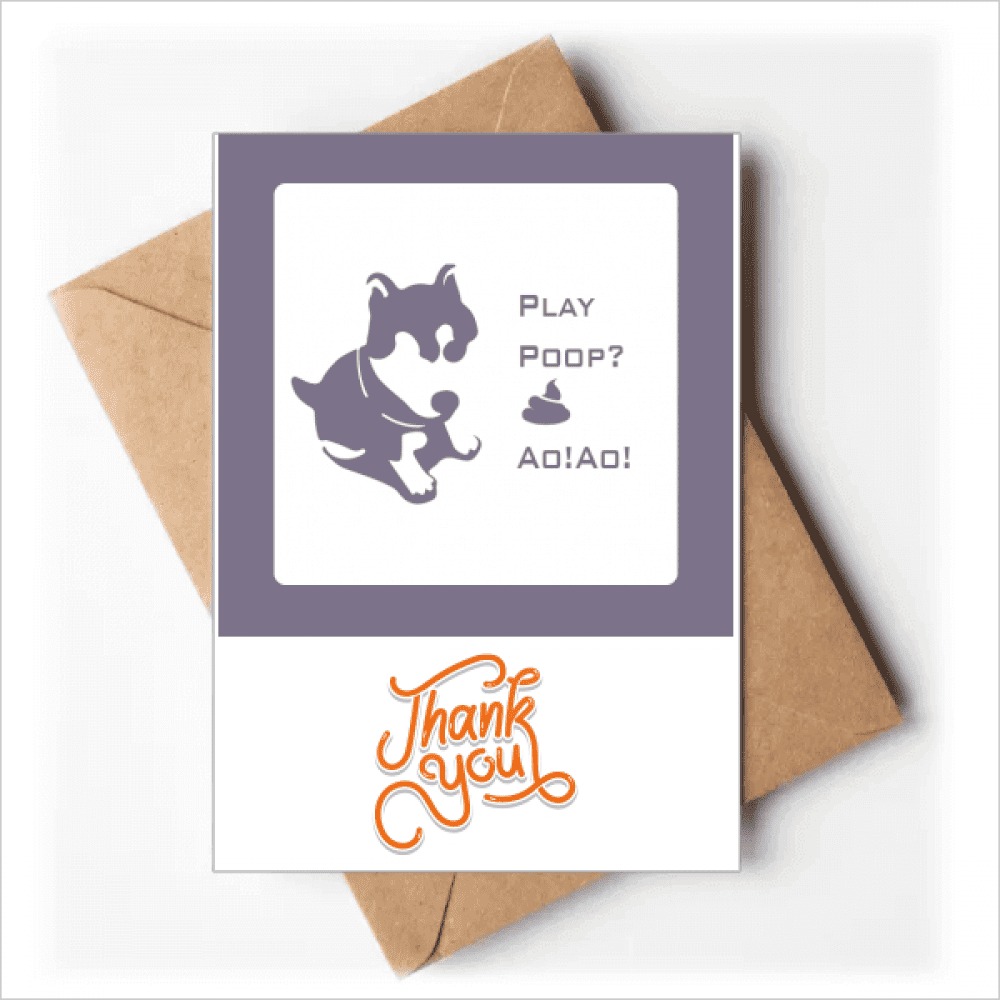 Juguetona HUSKY CACHORRO juega caca Nota en blanco del sobre de la ...