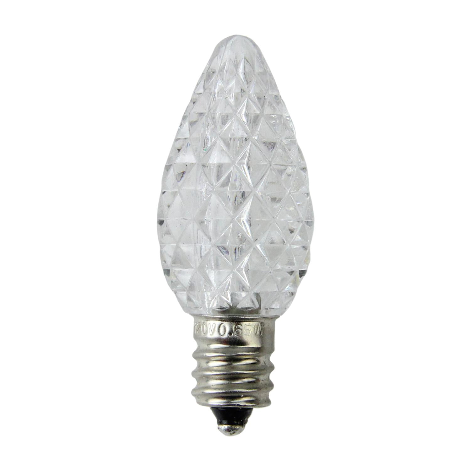 Pack of 25 Faceted LED C7 Pure White Christmas Replacement Bulbs ...