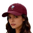 Baseball Cap Adjustable Hand Embroidered Flower Design Classic Womens ...