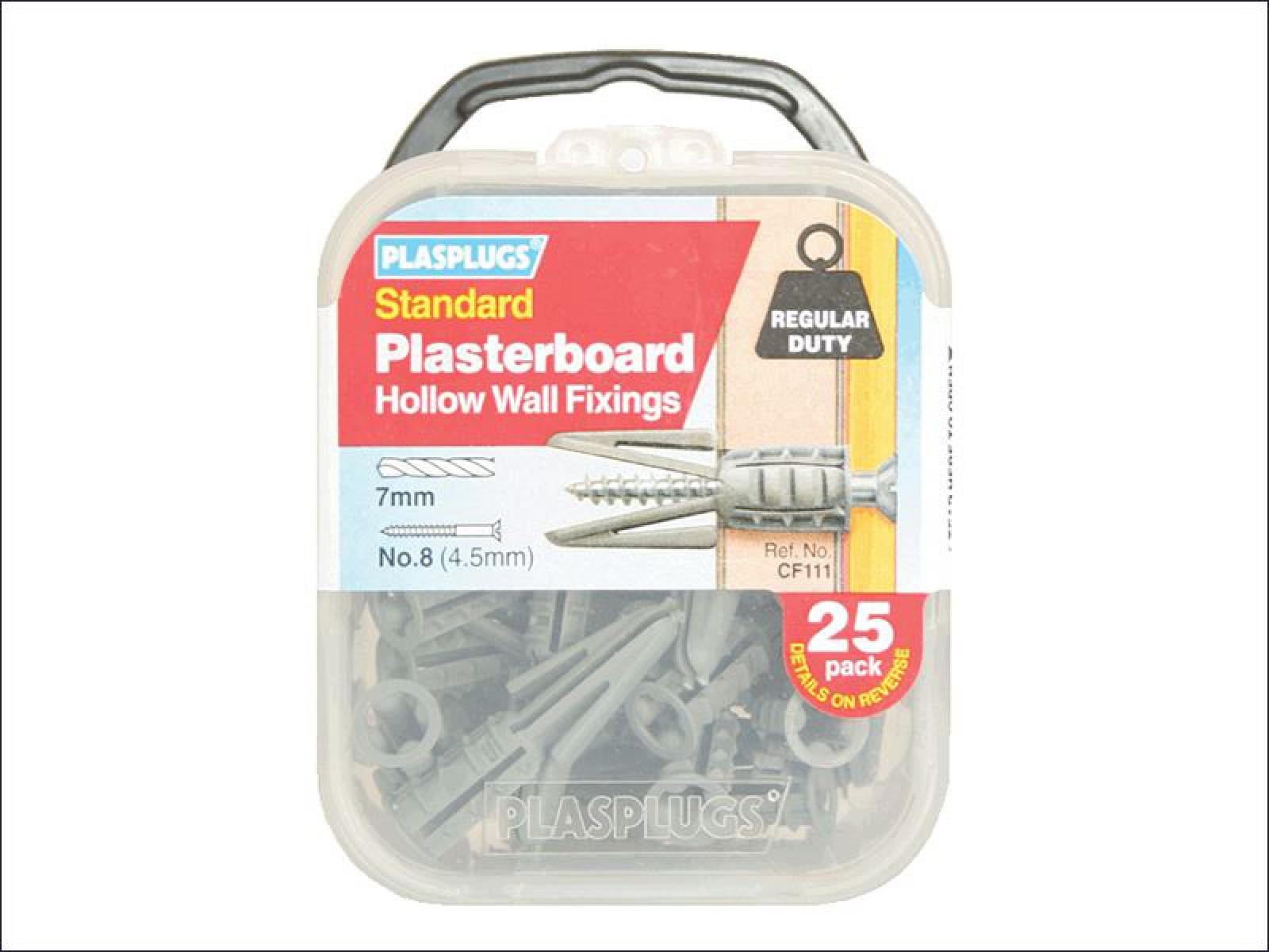 Plasplugs - CF 111 Standard Plasterboard Fixings Pack of 25 - Walmart.com