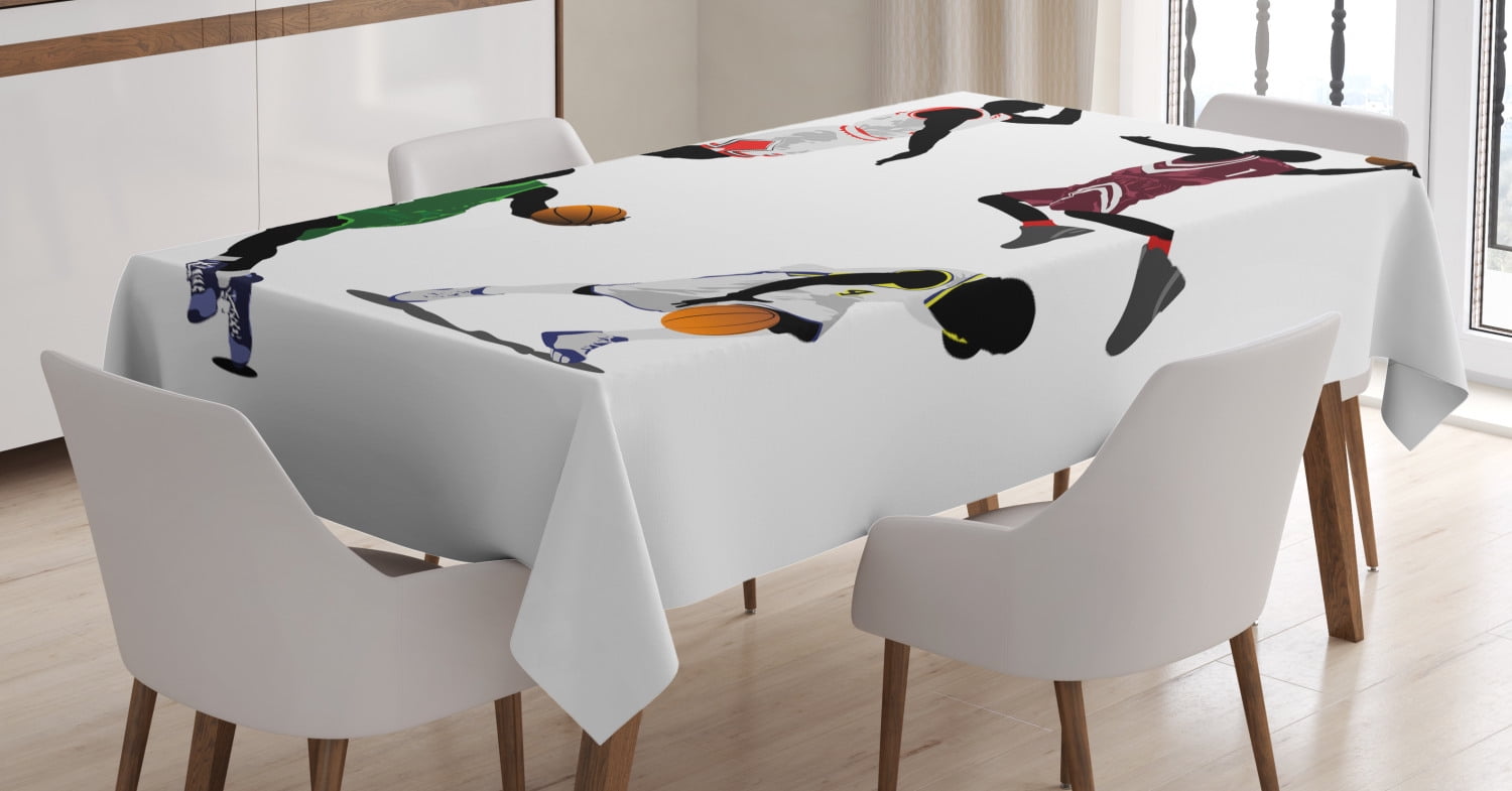 Ambesonne Sports Tablecloth Rectangular Table Cover, Basketball Players ...