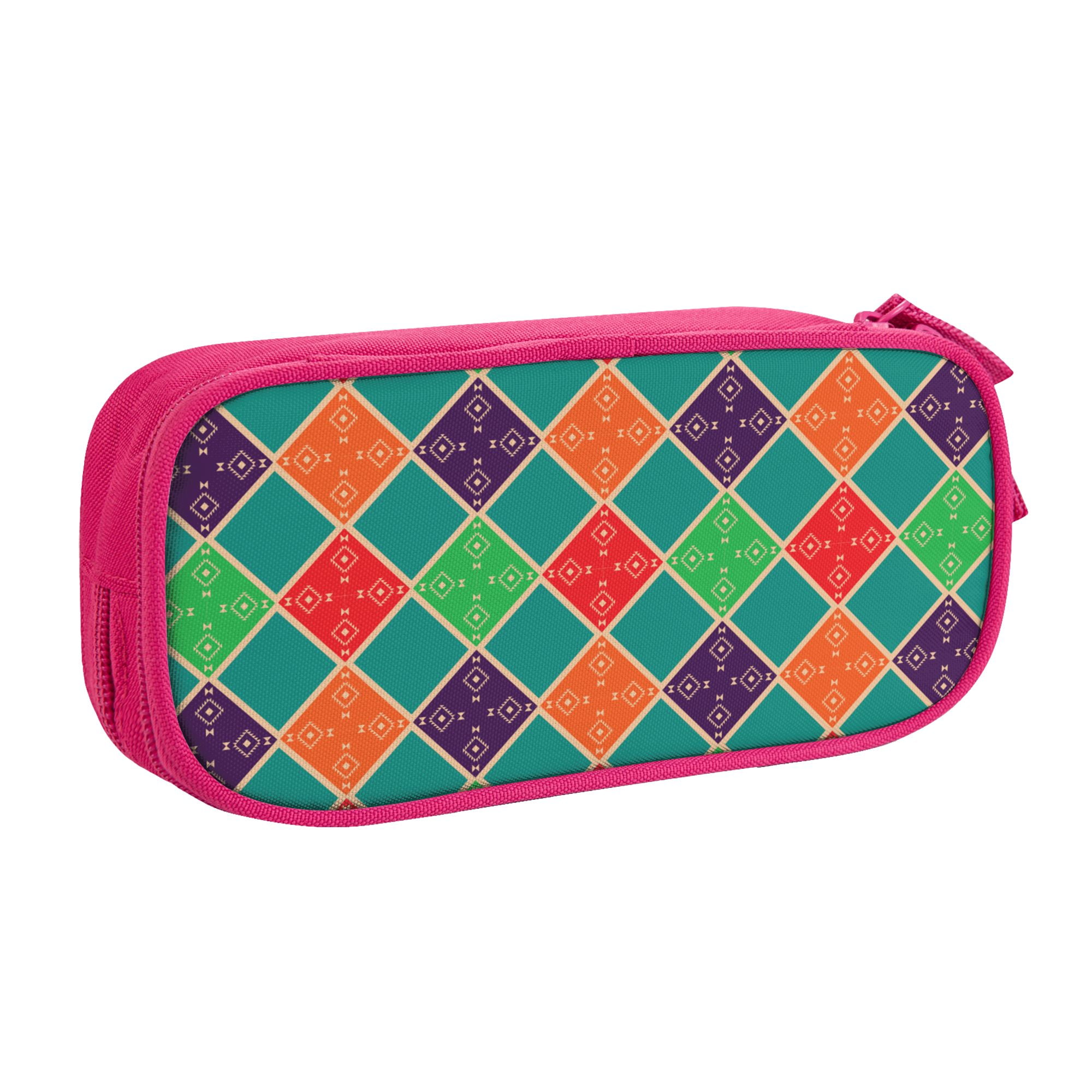TEQUAN Large Capacity Pencil Case, Retro Rhombu Diamond Texture Pattern ...