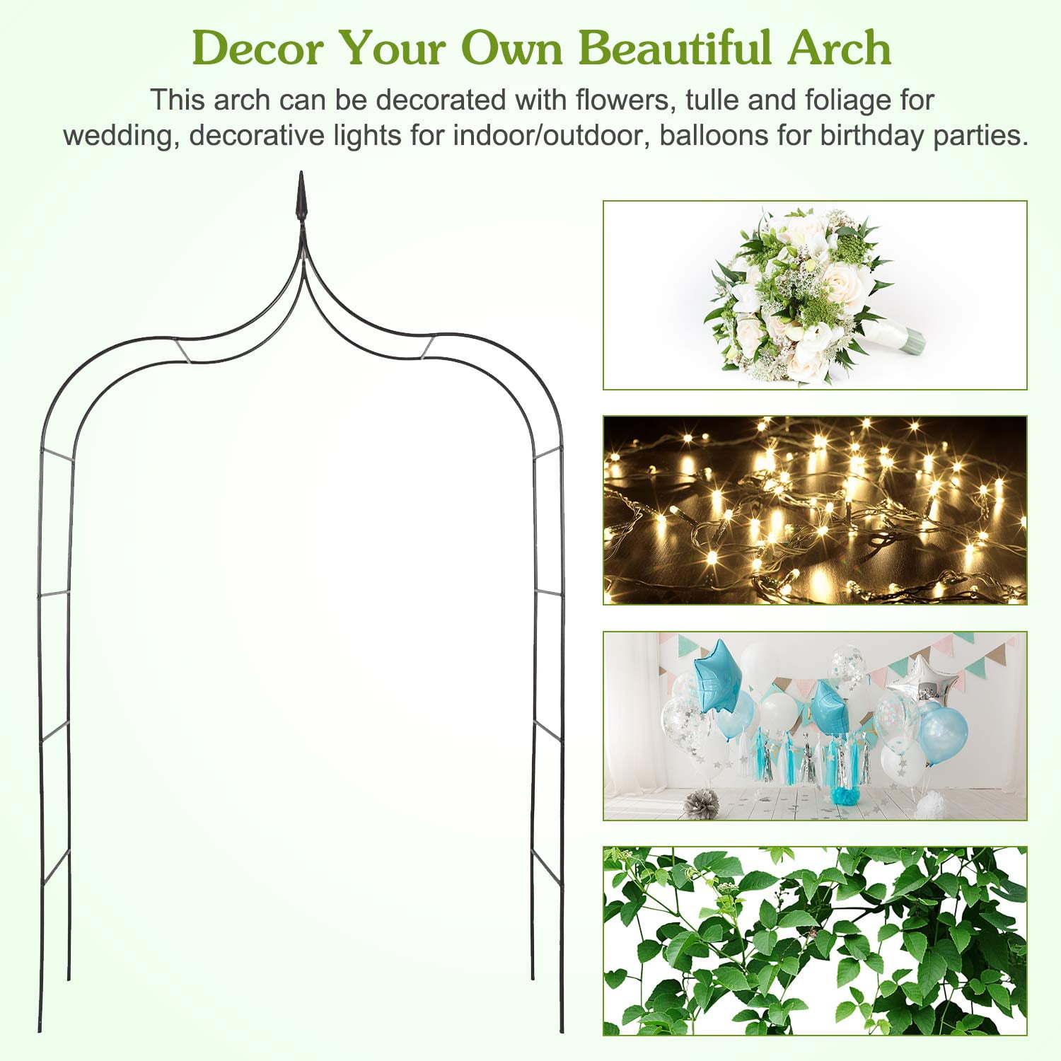 Buy Kinsuite Metal Arch Trellis Black Metal Arbor Garden Arbors and ...