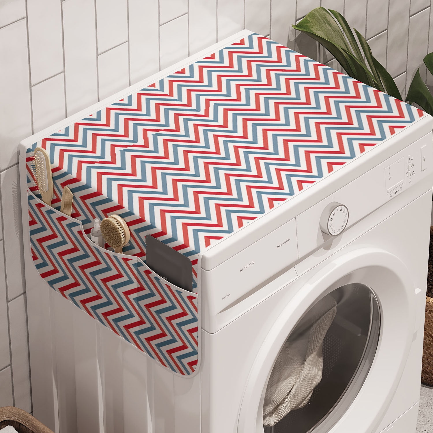 Retro Washing Machine Organizer, Zig Zag Chevron Style Geometric ...